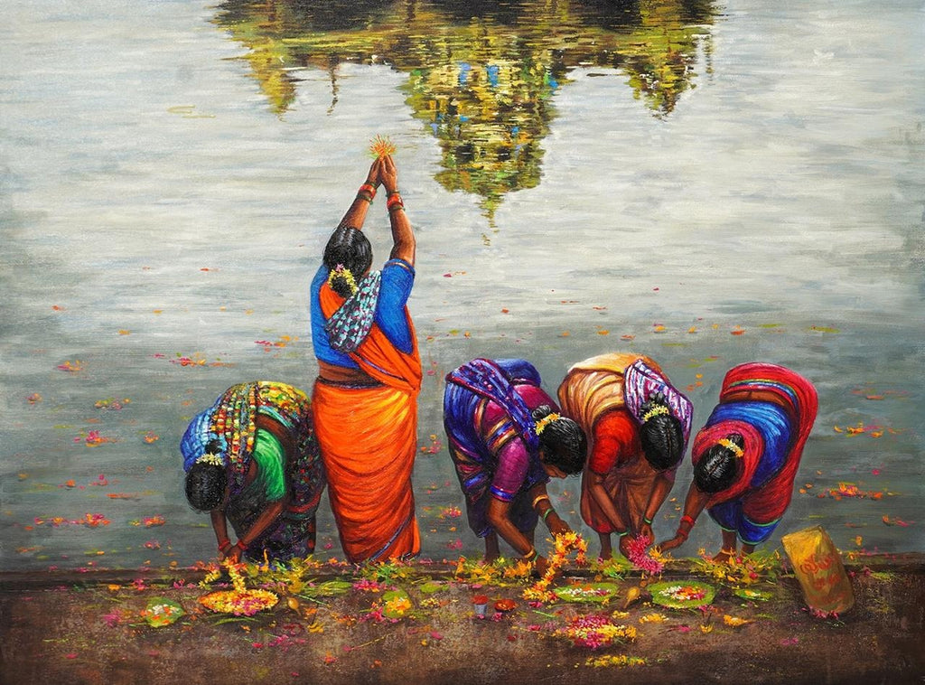 Praying To The Sun: View Artwork by Siva Balan. Indian Culture Painting – Artazzle