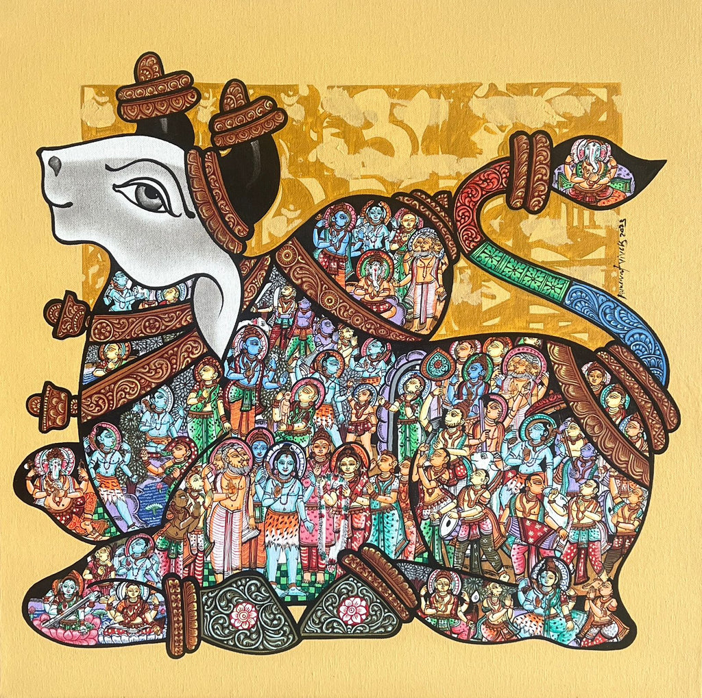 Dancing Nandi 1 : Buy Vivek Kumavat Paintings – Artazzle