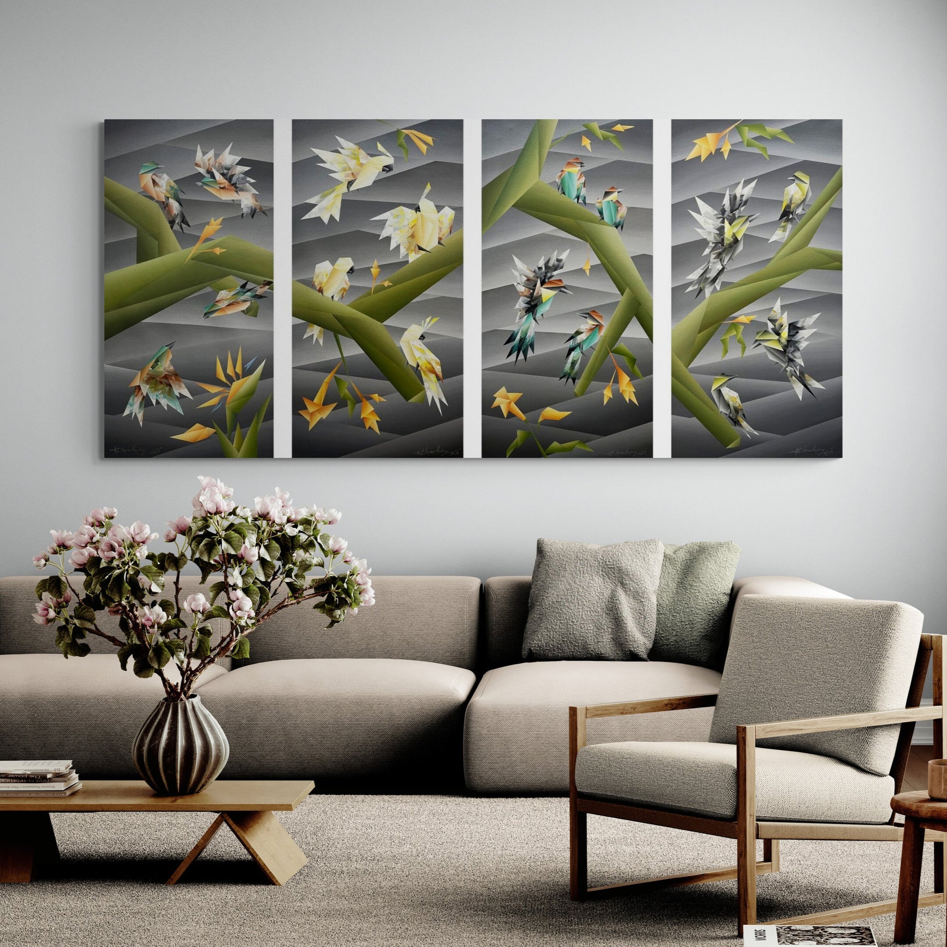 Nature Quadriptych : View Wall Painting Panels Nirakar Chowdhury – Artazzle