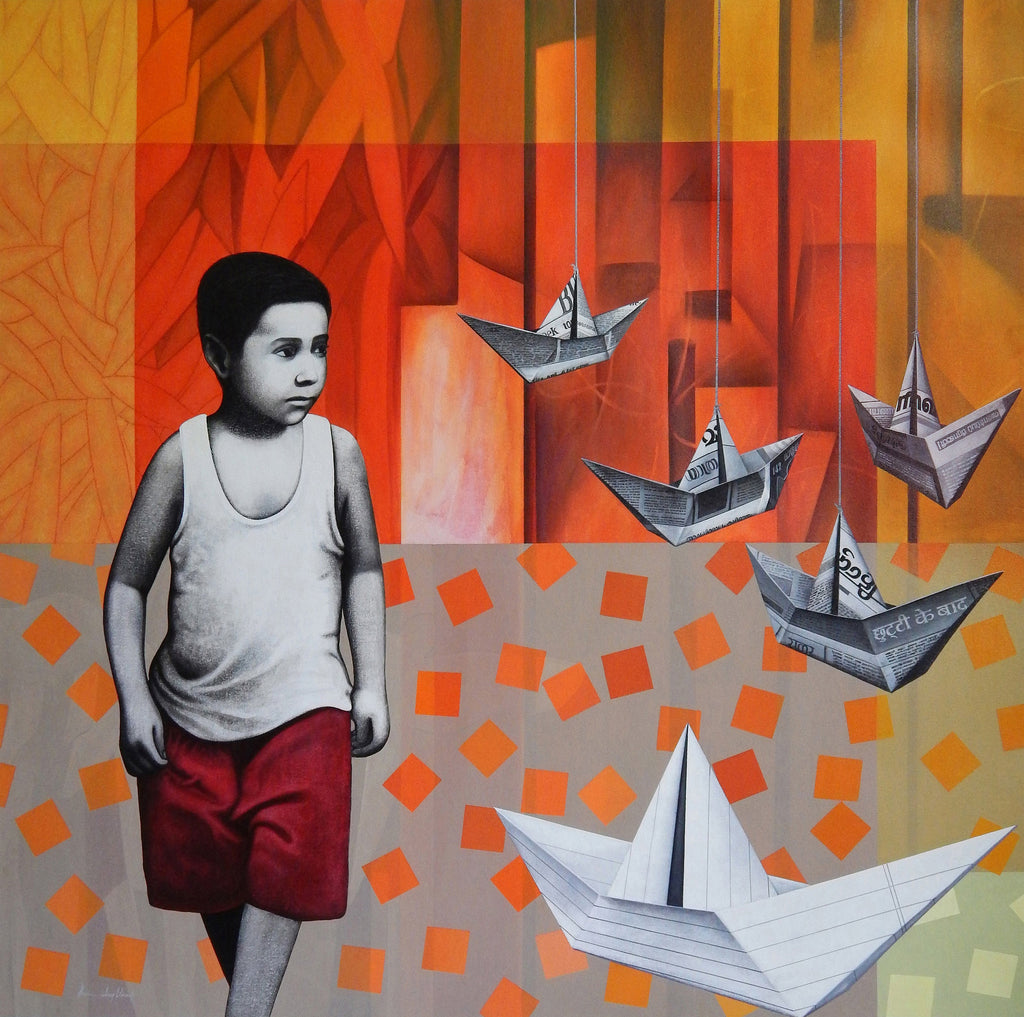 Nostalgia IV : Childhood & Rains. Shop Painting by Artist Pradeep Unni ...