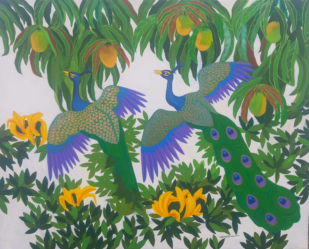 Debabrata Basu: Peacock Nature Painting | Buy Original Art – Artazzle